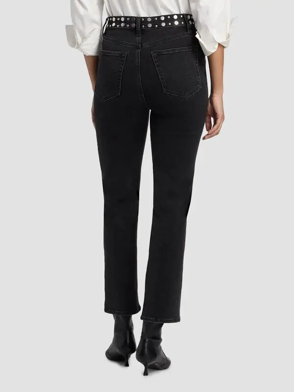 FRAME Le Sleek Studded Stretch Straight-leg Jeans