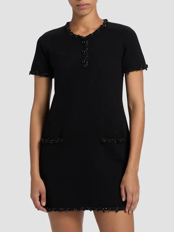 FRAME The Beaded Trim Merino Wool Dress