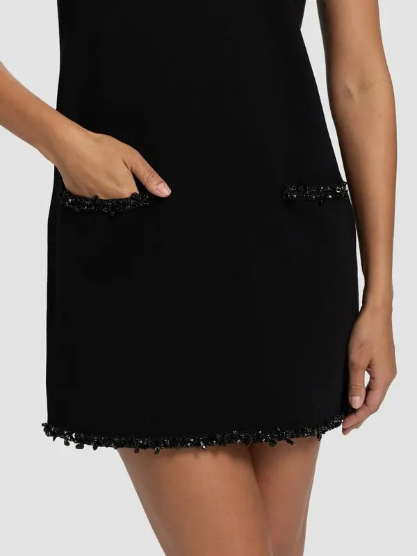 FRAME The Beaded Trim Merino Wool Dress