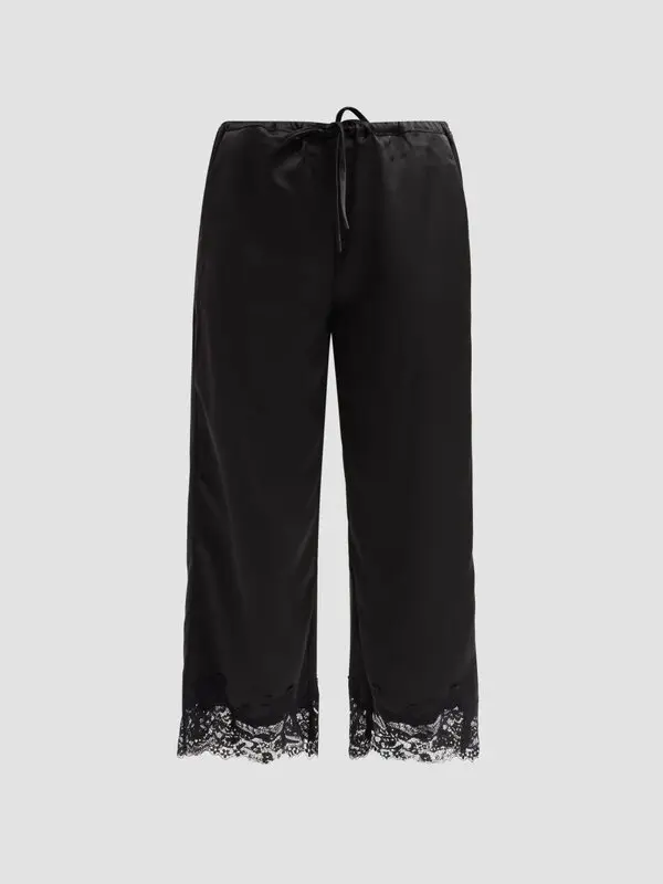 DH New York Magdalena Lace-trim Satin Pants - Black