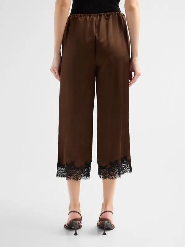 DH New York Magdalena Lace-trim Satin Pants - Espresso
