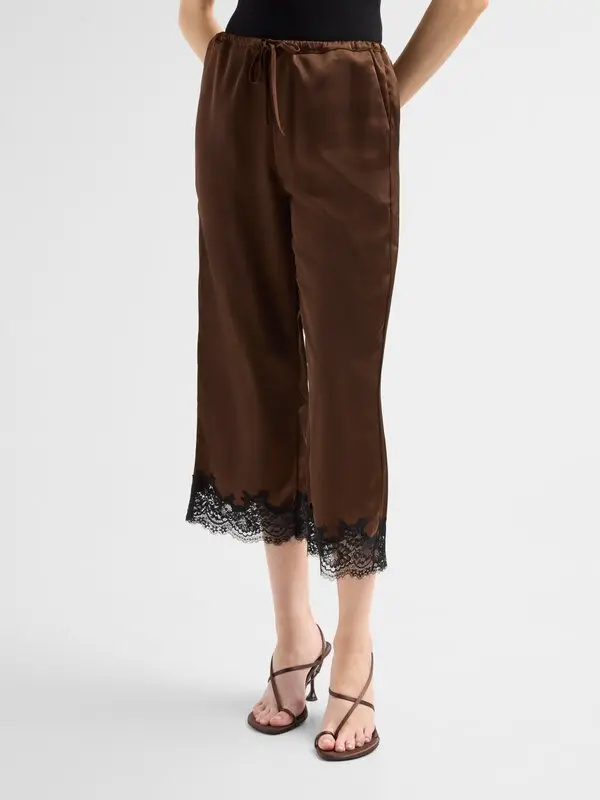 DH New York Magdalena Lace-trim Satin Pants - Espresso