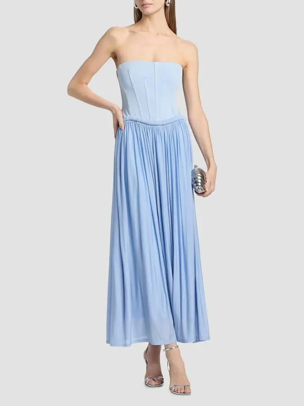 Simkhai Adalys Corset Ruched Maxi Dress