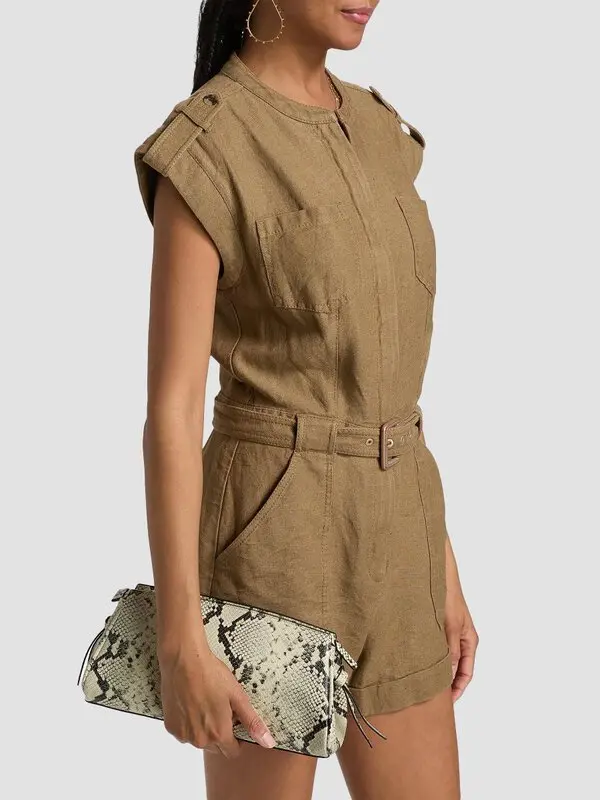 Simkhai Tinka Linen-blend Belted Romper