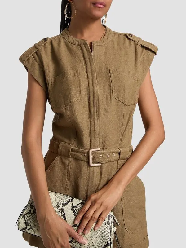 Simkhai Tinka Linen-blend Belted Romper