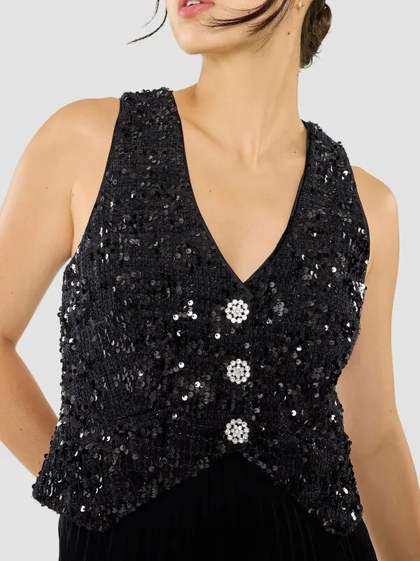 Likely Dorothea Sequin Pleated Midi-dress