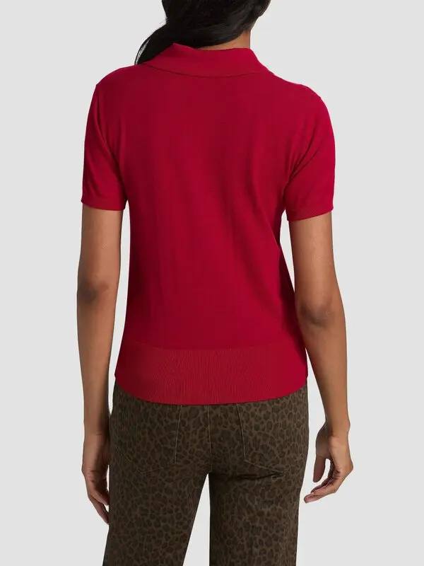 FRAME Keyhole Knit Polo Sweater