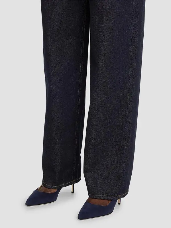 Manolo Blahnik Bb 70mm Suede Point Toe Pumps - Navy