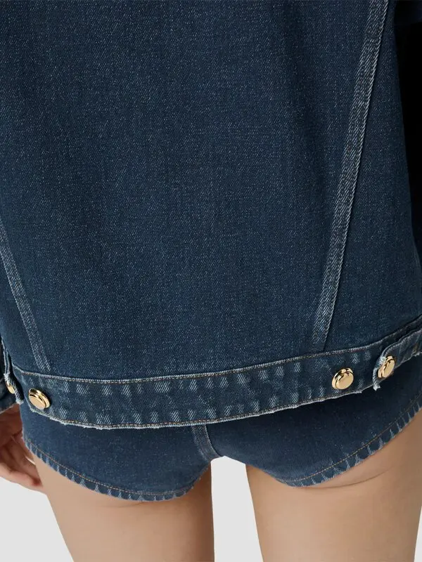 Miu Miu Flocked Denim And Velvet Blouson Jacket - Blue