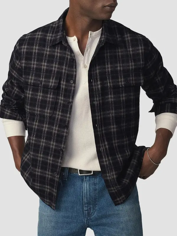 Joe's Jeans Plaid Double Flap Pocket Shirt - Navy Multi