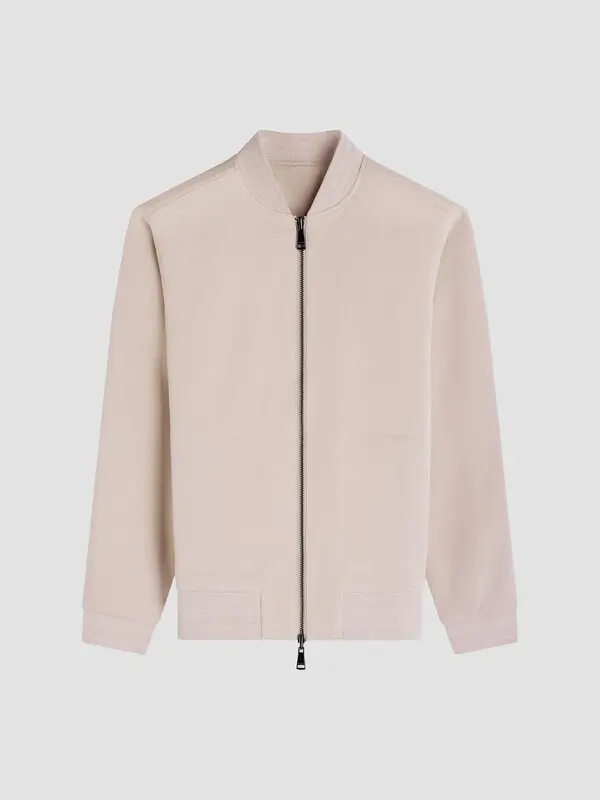 Bugatchi Soft Touch Bomber Jacket - Almond