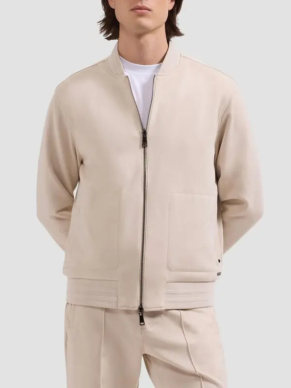 Bugatchi Soft Touch Bomber Jacket - Almond