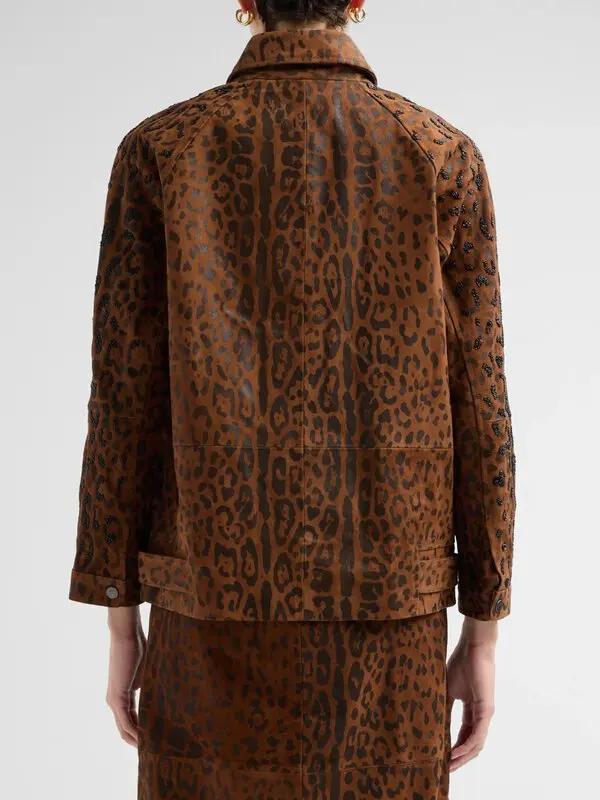 Kobi Halperin Lana Leopard-print Embellished Suede Jacket