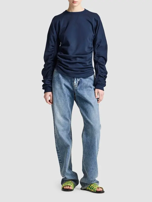 JW Anderson Ruched Cotton-blend Jersey Top