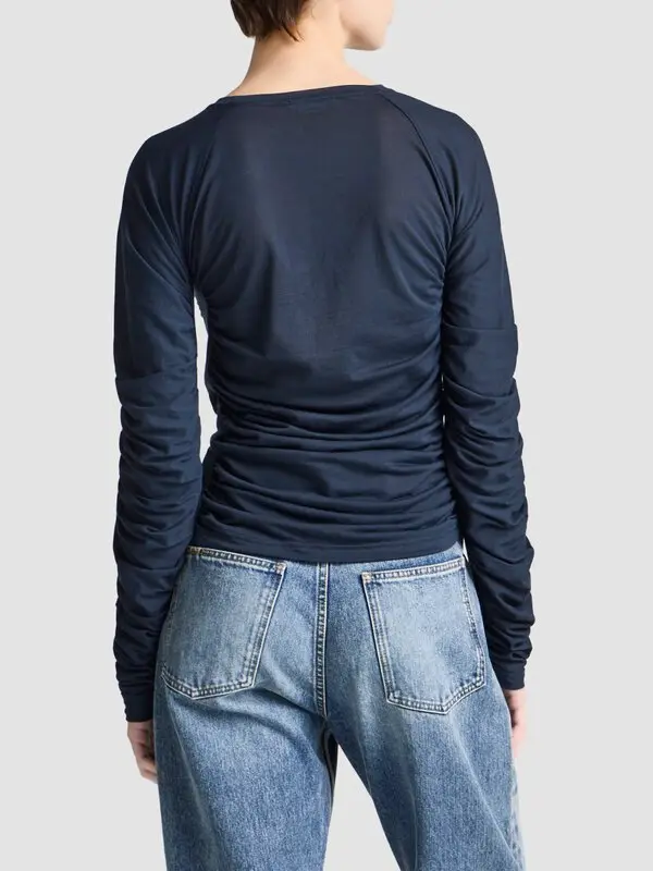 JW Anderson Ruched Cotton-blend Jersey Top