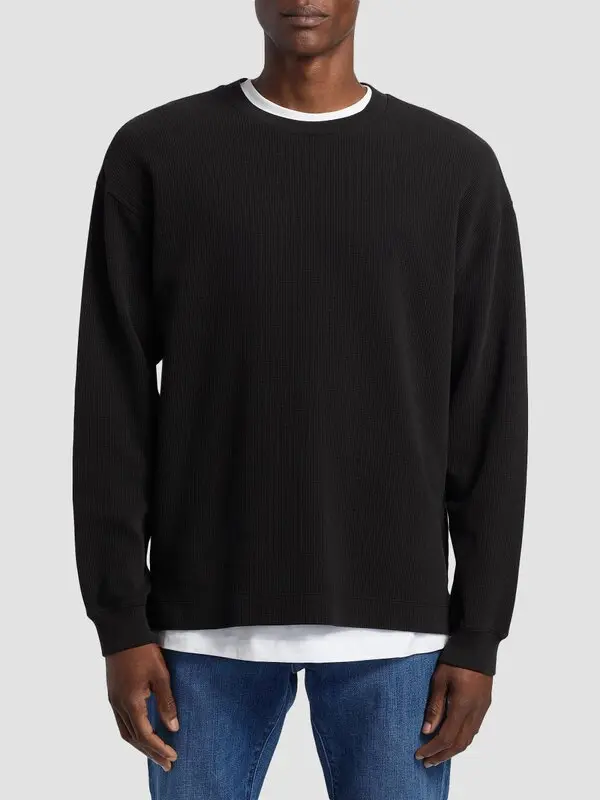 FRAME Waffle-textured Crewneck T-shirt