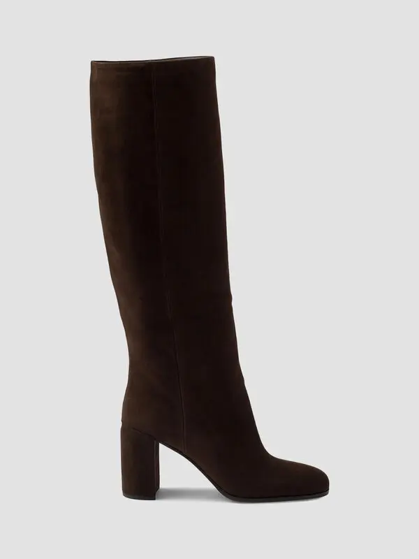 Prada Heeled Suede Boots - Brown