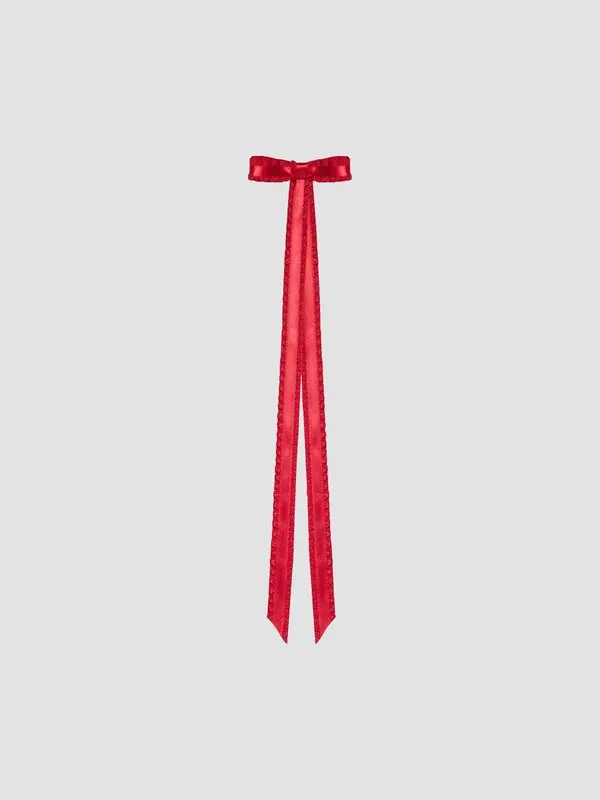 JENNIFER BEHR Mabel Pleated Bow Silk Barrette - Red