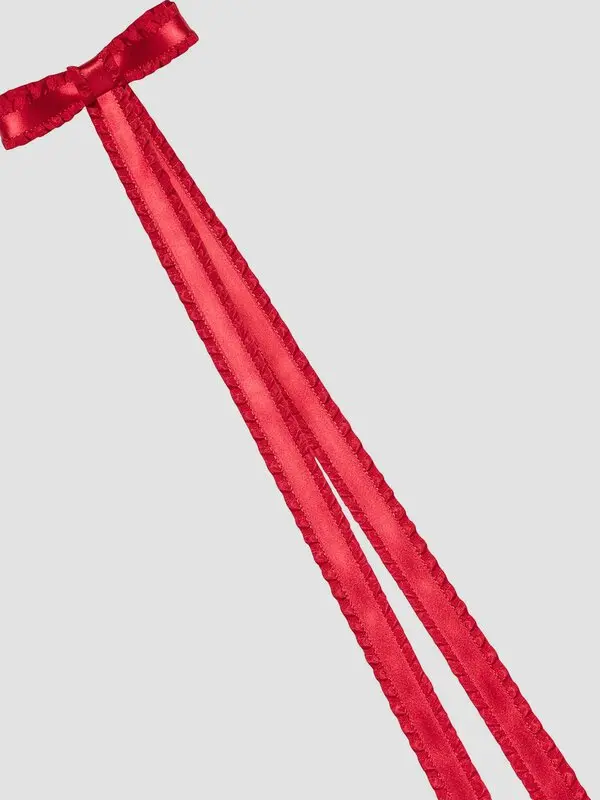 JENNIFER BEHR Mabel Pleated Bow Silk Barrette - Red