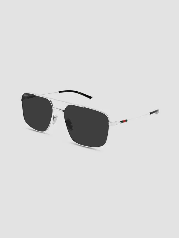 Gucci Light Details 59mm Square Sunglasses - Silver Black