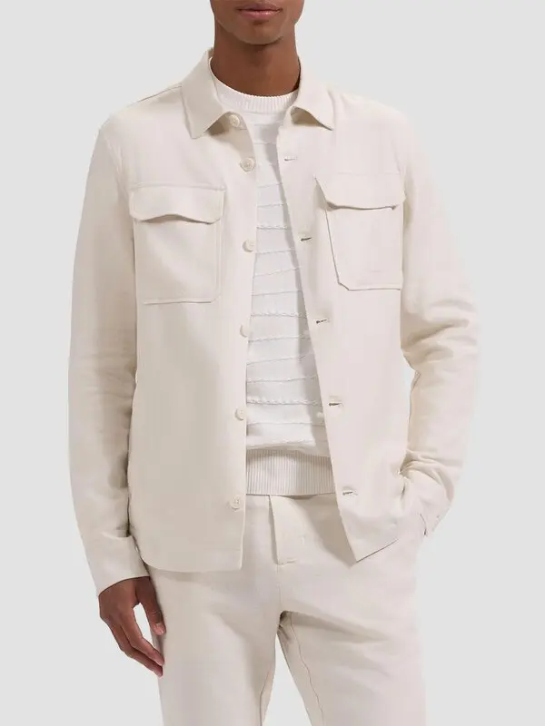Bugatchi Linen-blend Shirt Jacket - Ivory