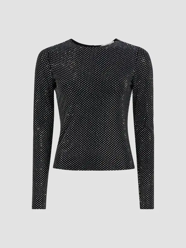 FRAME Rhinestone-embellished Jersey Top