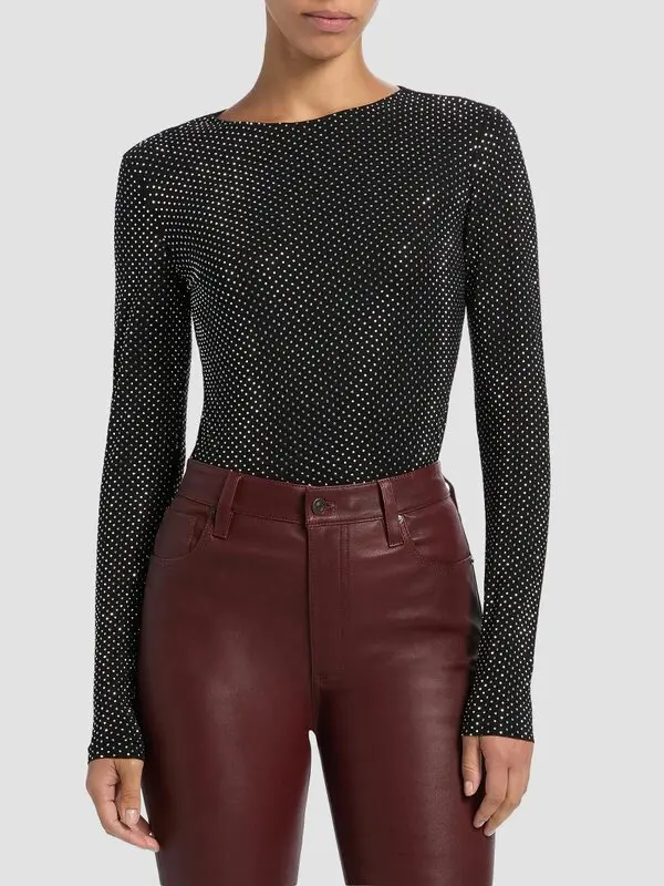 FRAME Rhinestone-embellished Jersey Top