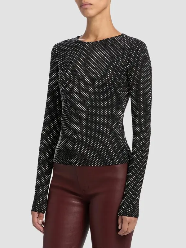 FRAME Rhinestone-embellished Jersey Top