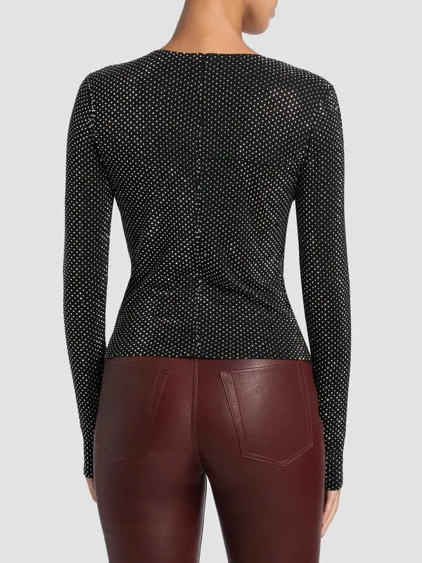 FRAME Rhinestone-embellished Jersey Top