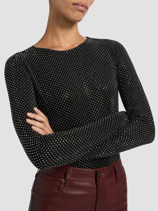 FRAME Rhinestone-embellished Jersey Top