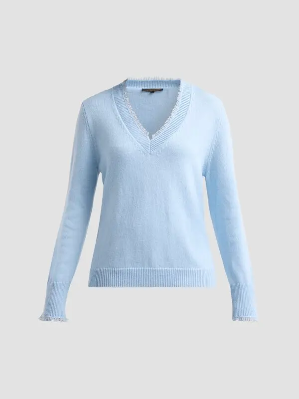 Kobi Halperin Dora Fringe-trim Merino Wool Sweater - Frost