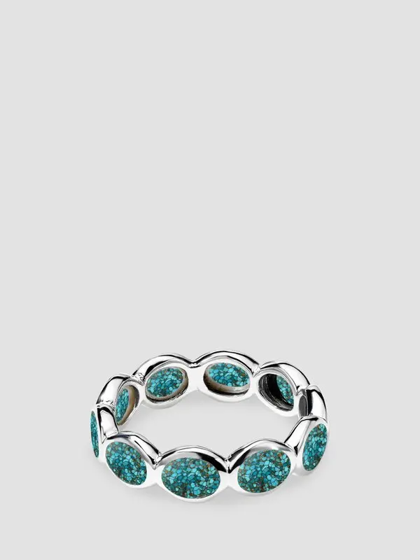 Ippolita Polished Rock Candy All-around Tiny Ovals Sterling Rock Crystal, Bronze & Turquoise Doublet Ring