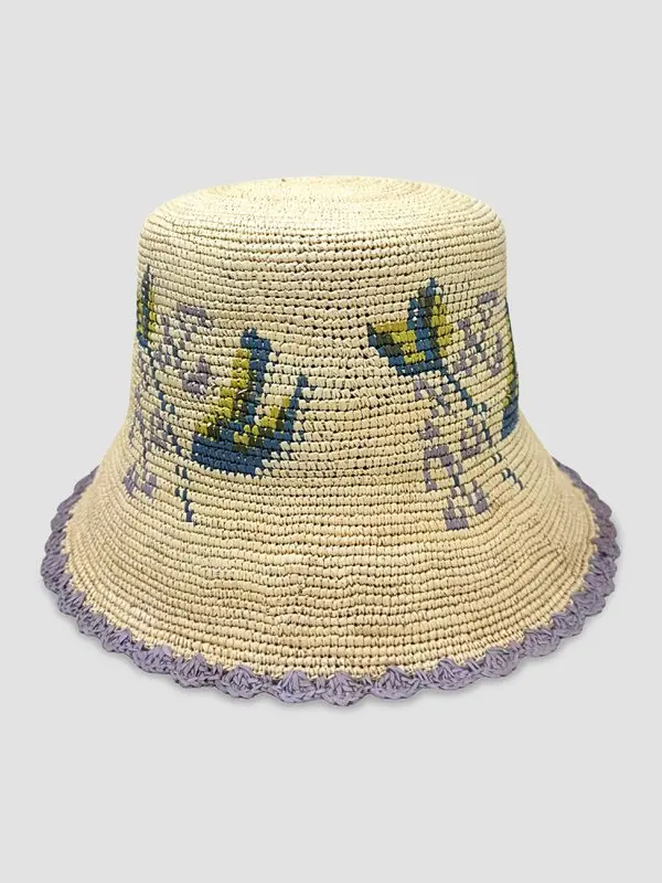 Freya Calla Straw Bucket Hat - Multi Blue