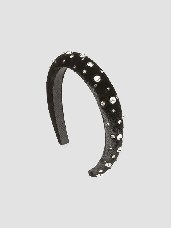 JENNIFER BEHR Merla Embellished Velvet Headband - Black