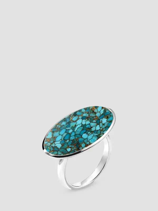Ippolita Polished Rock Candy Ondine Sterling Rock Crystal, Bronze & Turquoise Doublet Large Oval Ring