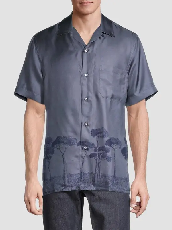 Brioni Roman Trees Silk Sport Shirt