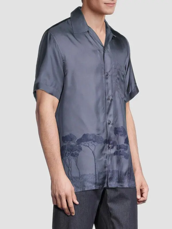 Brioni Roman Trees Silk Sport Shirt