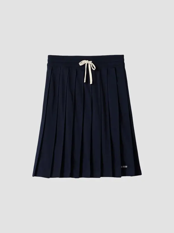 Miu Miu Pleated Gart-dyed Jersey Skirt - Blue