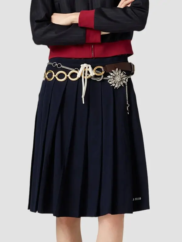 Miu Miu Pleated Gart-dyed Jersey Skirt