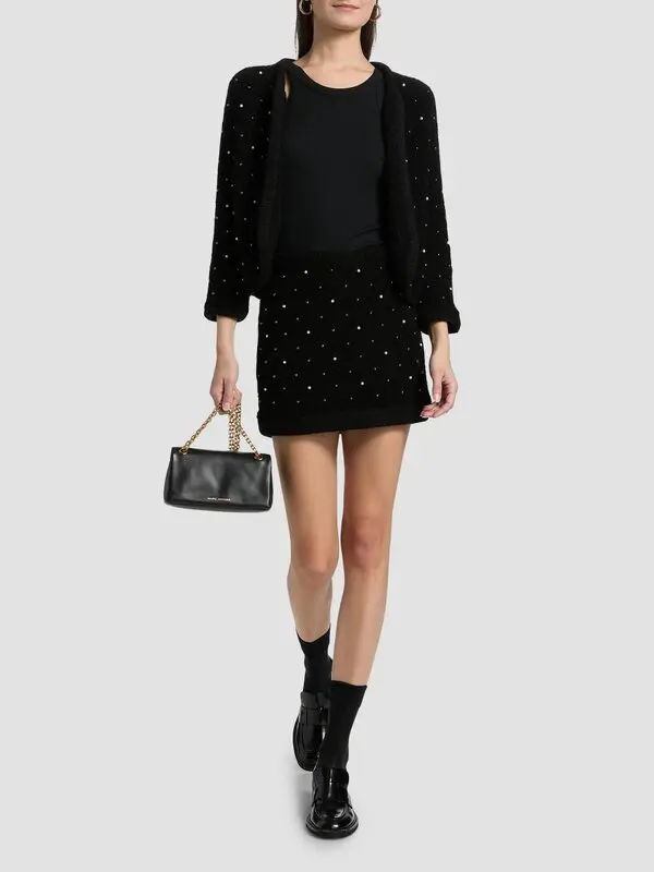 FRAME The Embellished Knit Miniskirt