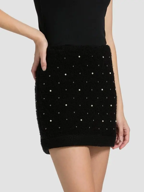 FRAME The Embellished Knit Miniskirt