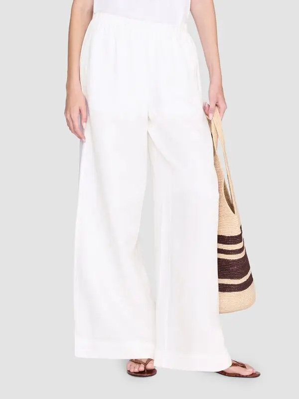 ANINE BING Roslyn Linen-blend Wide-leg Pants