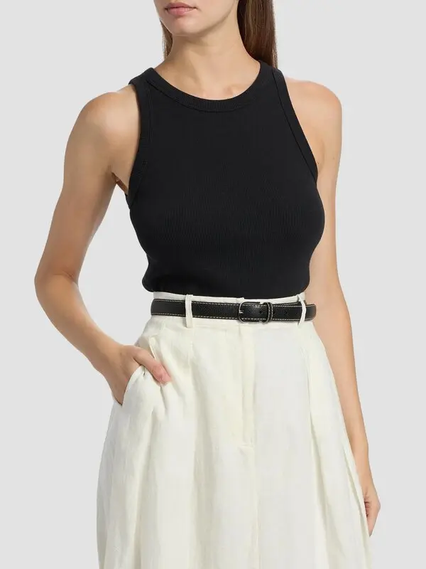 Jenni Kayne Rib-knit Cotton Tank - Black