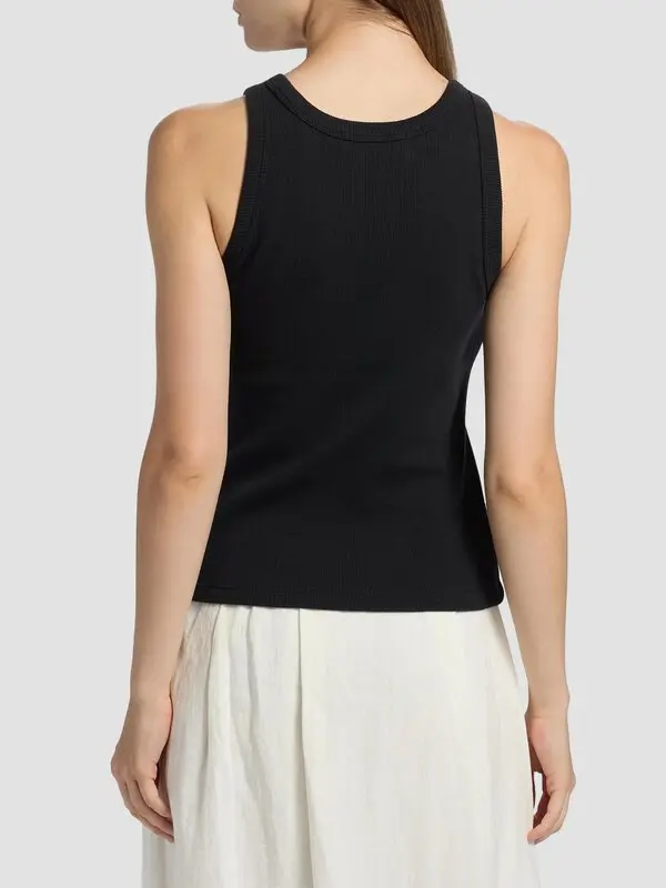 Jenni Kayne Rib-knit Cotton Tank - Black