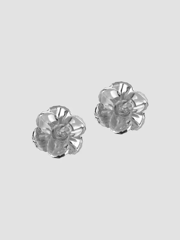 JENNIFER BEHR Gladiolus Rhodium-plated Flower Stud Earrings