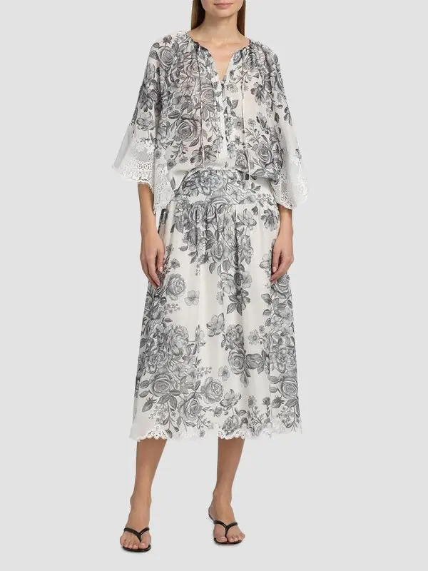 Kobi Halperin Paloma Floral Lace-trim Blouse