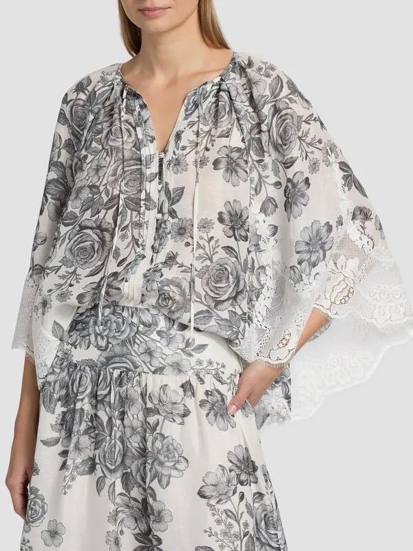 Kobi Halperin Paloma Floral Lace-trim Blouse