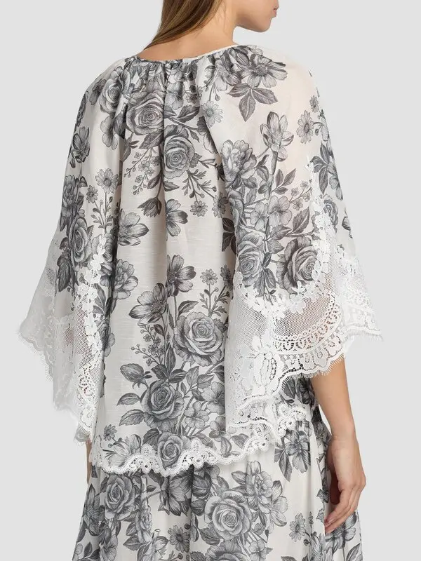 Kobi Halperin Paloma Floral Lace-trim Blouse