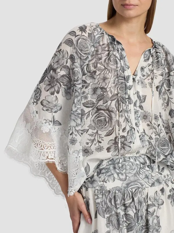 Kobi Halperin Paloma Floral Lace-trim Blouse