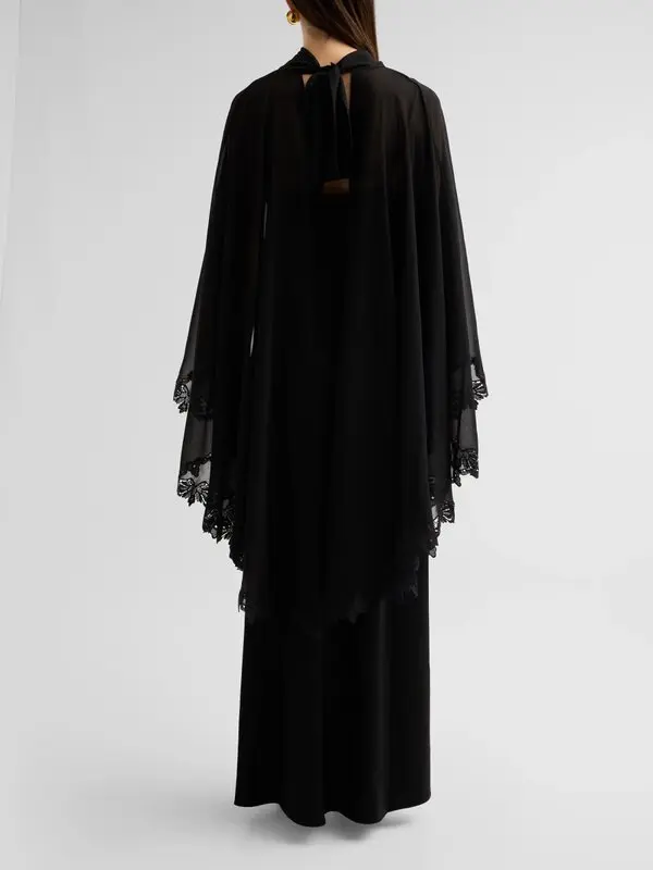Kobi Halperin Car Satin A-line Cape Maxi Dress - Black